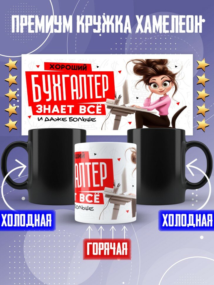 Кружка хамелеон любимому бухгалтеру в подарок (керамическая с термотрансферным принтом)