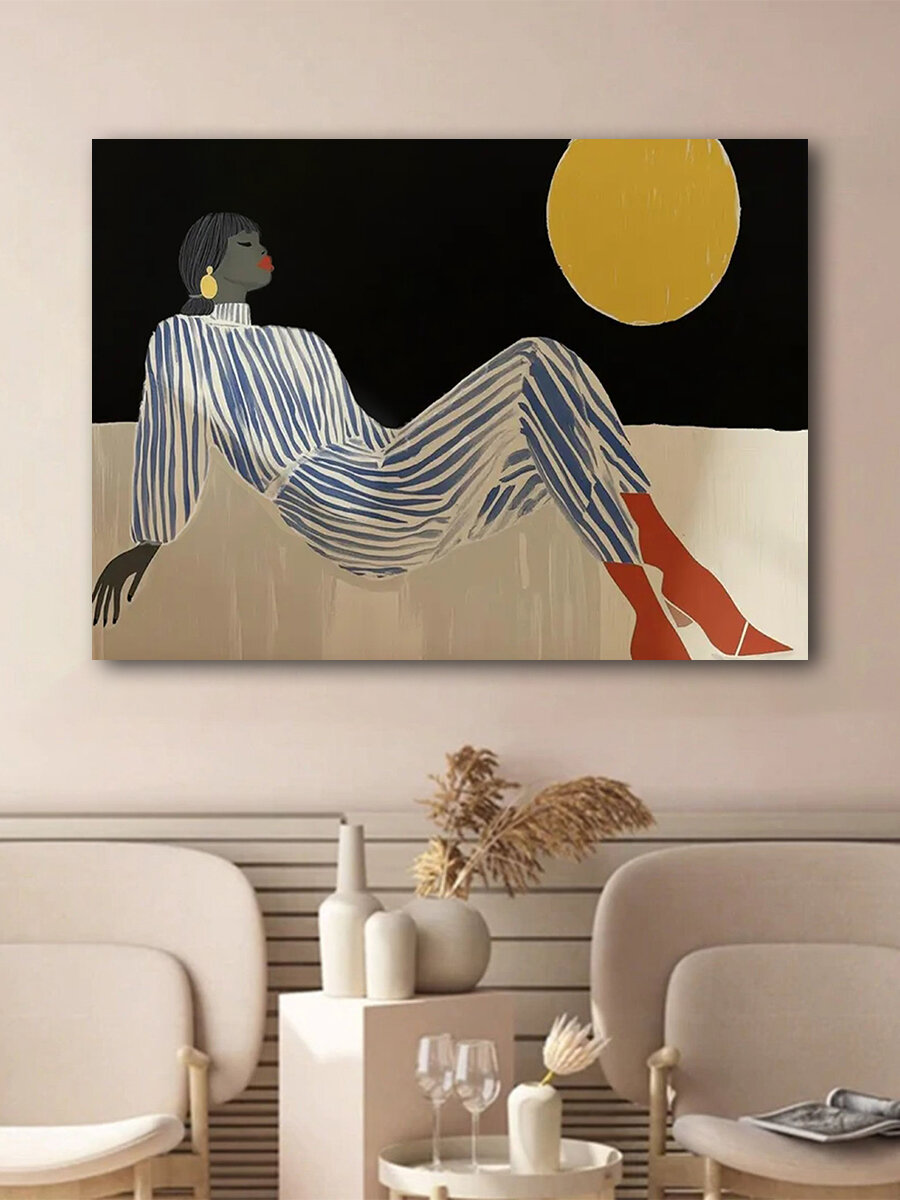 Картина на стену для интерьера - "Девушка линии абстракция" , 20х30 см.