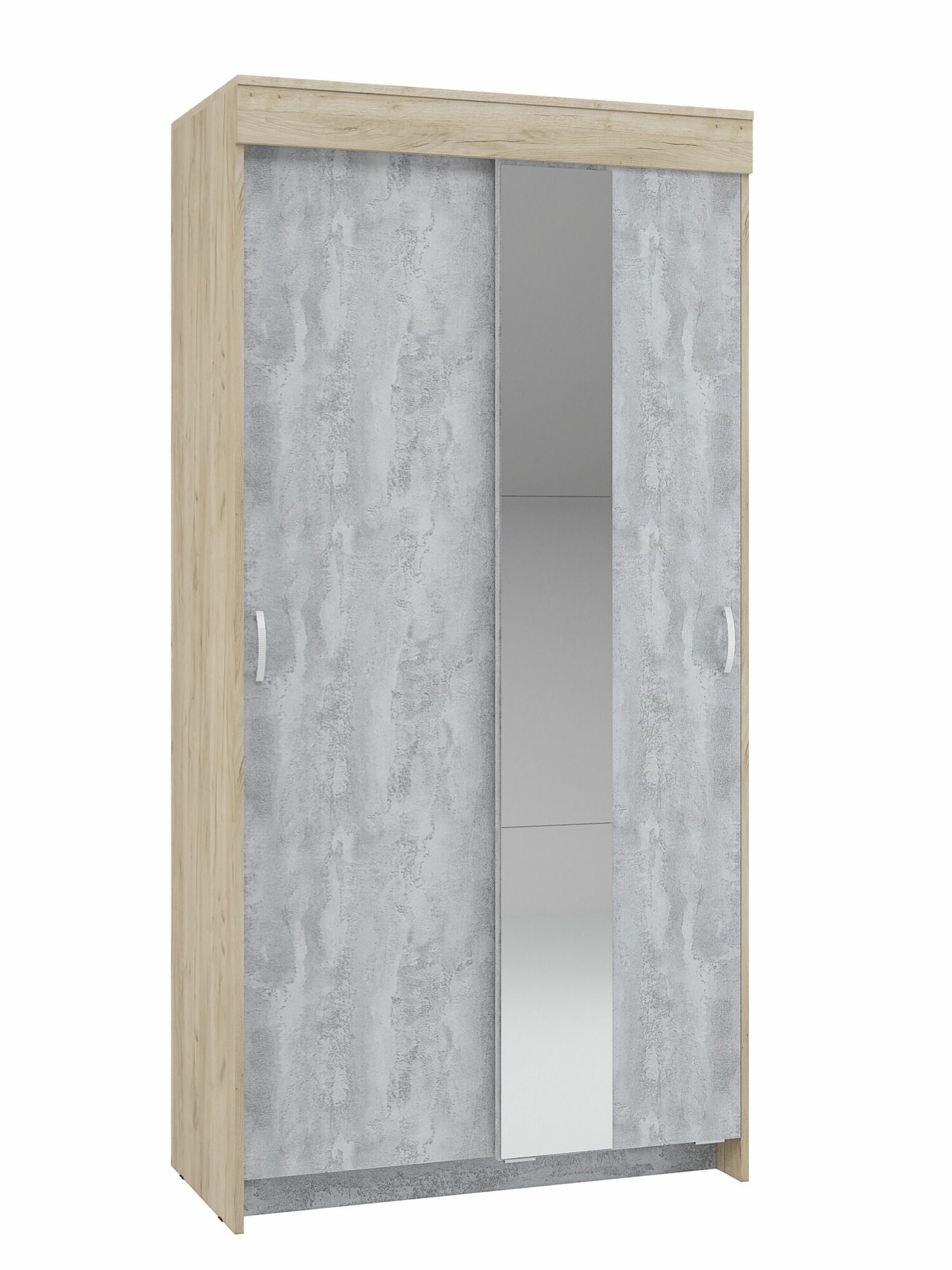 1 шт шкаф-купе Бассо 1,0м дуб крафт серый/бетонный камень + 1 шт Зеркало для ШК Бассо 1,0м (Интерьер-Центр)