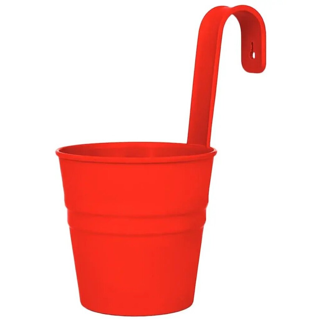 Кашпо-ведро настенное для цветов, декоративное, пластик, красное, 135х250 мм