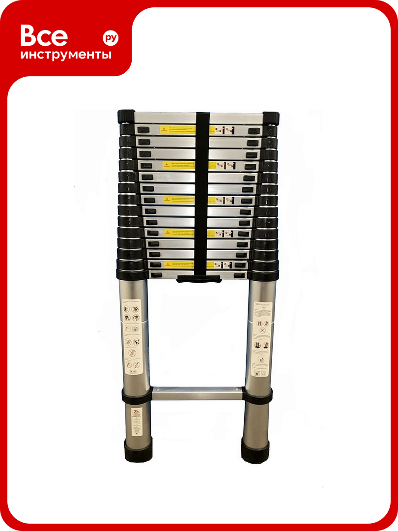 Телескопическая лестница SevenBerg QH-16 из прочного алюминия с максимальной высотой свыше 6,5 метров для профессионалов и домашнего использования