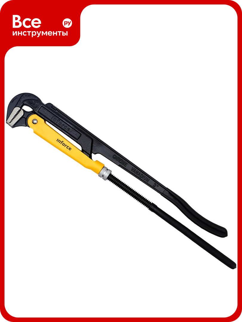 Трубный рычажный ключ Inforce №4 тип L 06-05-117, Особая форма зуба гарантирует самоблокируемый захват элементов