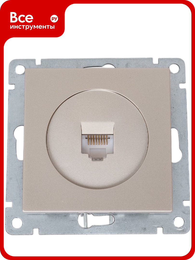 Компьютерная одноместная розетка UNIVersal серия афина, с/у, 1а, rj45, шампань еврослот A0051-Br, пластика