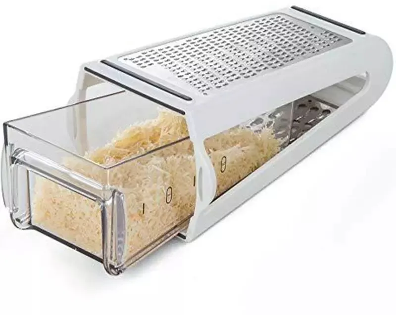 Двустороння терка 2 в 1 с контейнером, белая / терка для кухни / терка с контейнером