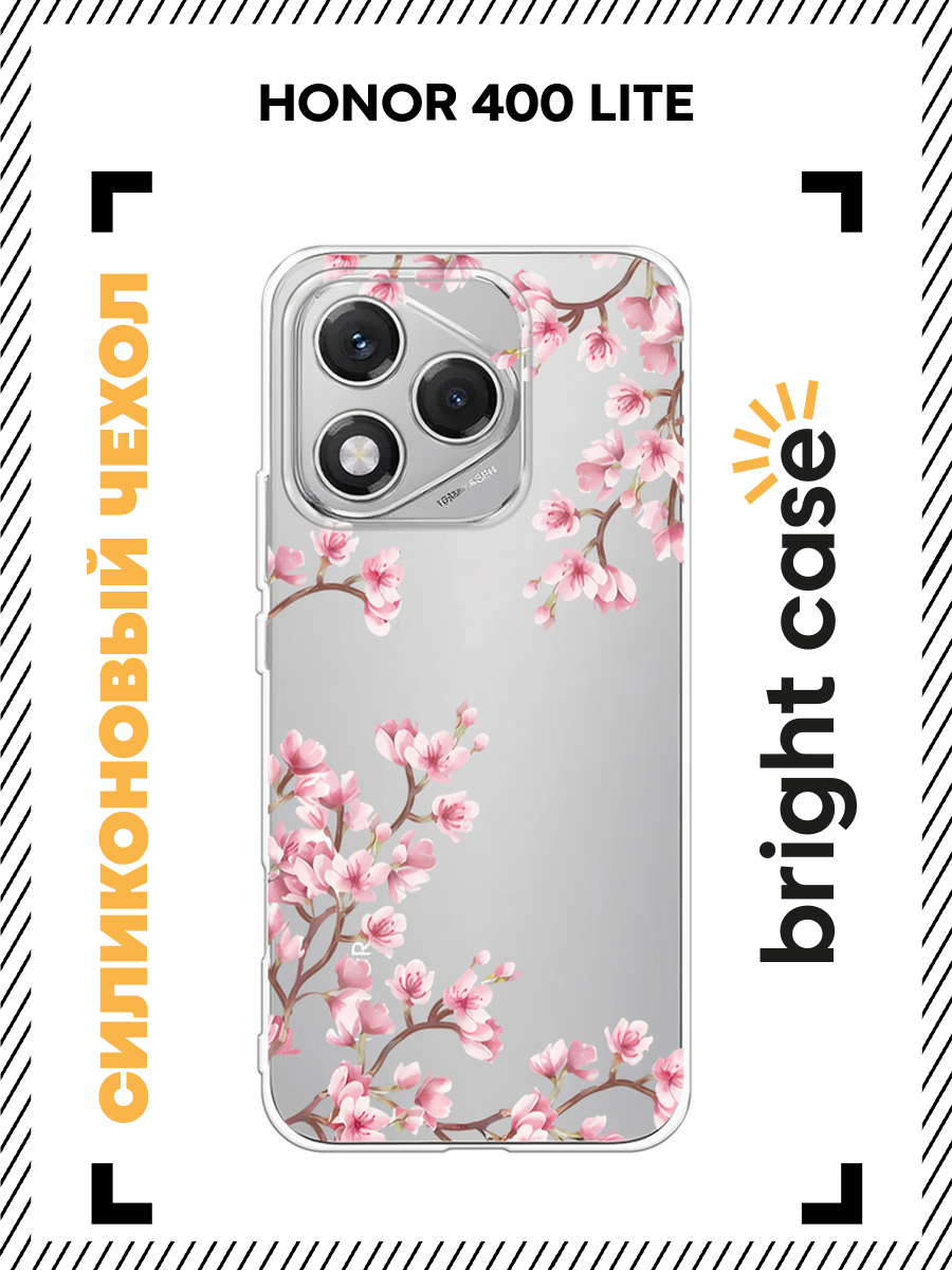 Чехол на Honor 400 Lite / Хонор 400 Лайт с принтом Весенняя сакура, прозрачный