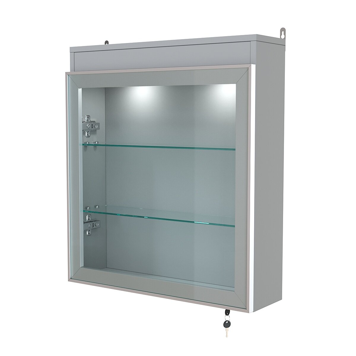 Витрина настенная №1-3А с прозрачными полками и фризом с подсветкой серии Collecto, Серый