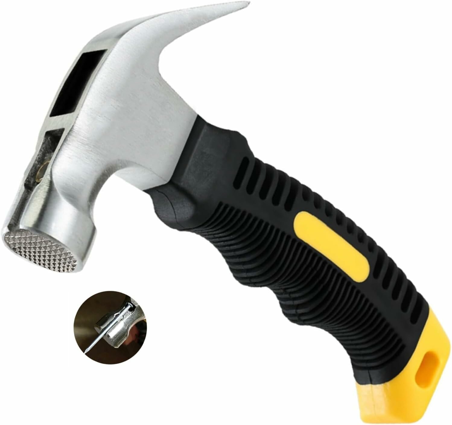 ZSHA Молоток для забивания гвоздей с противоударной ручкой-мини-компактный магнитный походный молоток с гладкой поверхностью (черный)