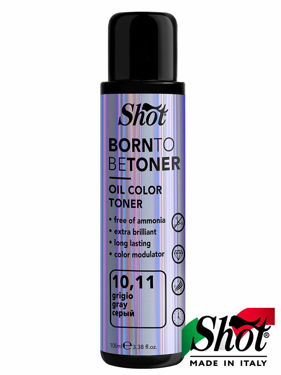 Тонер для окрашивания волос SHOT BTB Toner 10.11 серый 100 мл