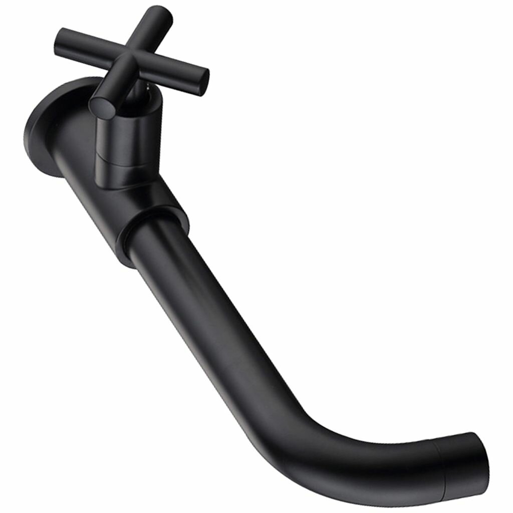 Черный медный смеситель для холодной воды в ванной комнате, встроенный в стену