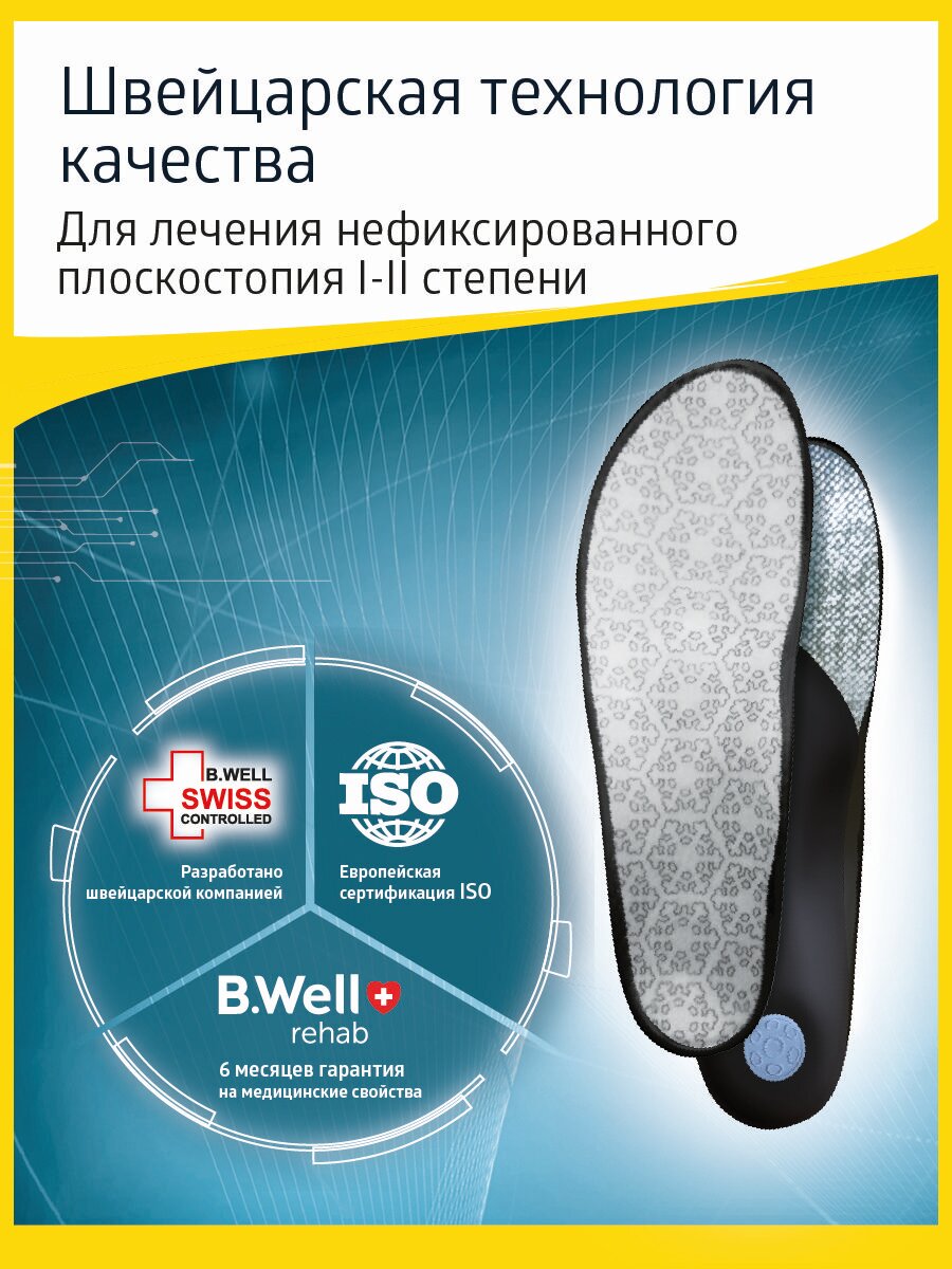 Стельки ортопедические каркасные женские и мужские зимние амортизирующие влагоотталкивающие B.Well TRIO winter FW-607