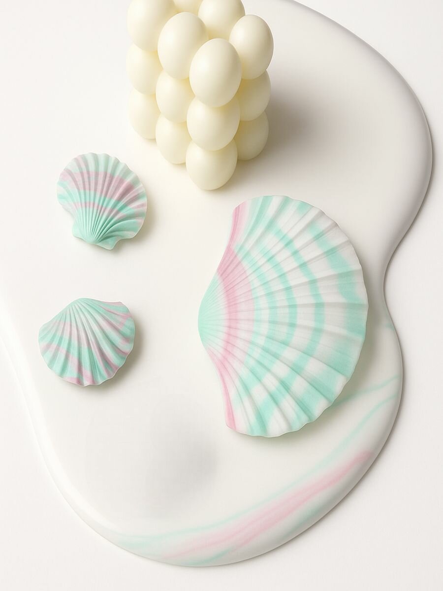 Заколка краб для волос ракушка, 3 шт.