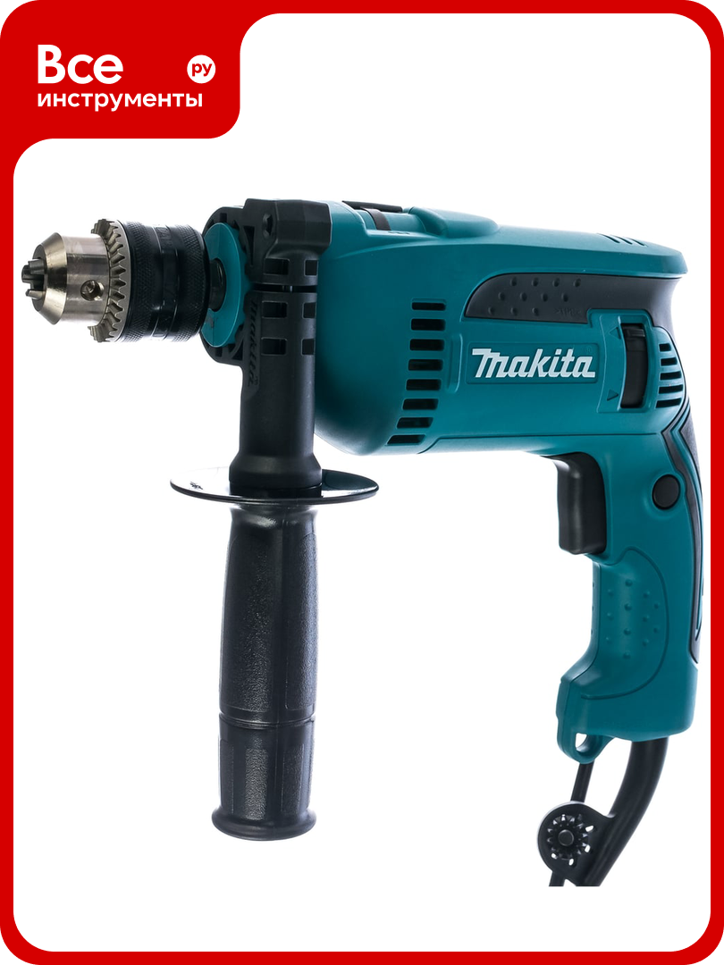 Ударная дрель мощностью 680 Вт с реверсом и функцией удара для сверления дерева, металла и кирпича до 30 мм и 16 мм соответственно