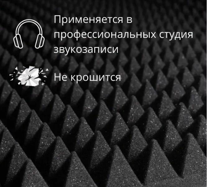 Акустический поролон пирамида 50 мм 300х300мм / Шумоизолирующий - Звукоизолирующий поролон Серый 1шт Не содержит клея