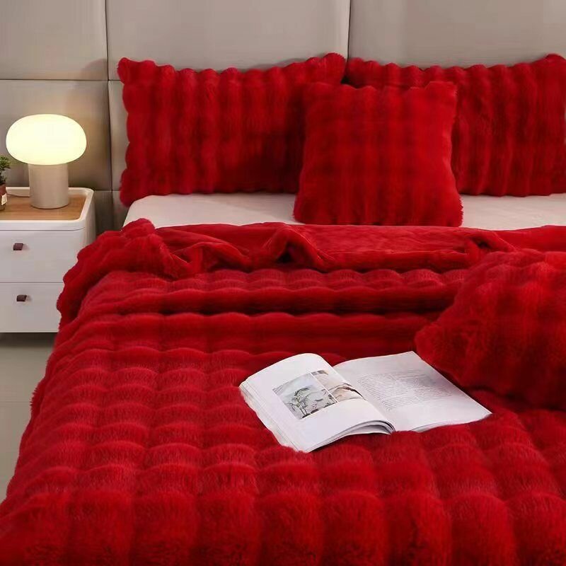 Одеяло Плед , Искусственный Мех,230,200, SKU00058, красный