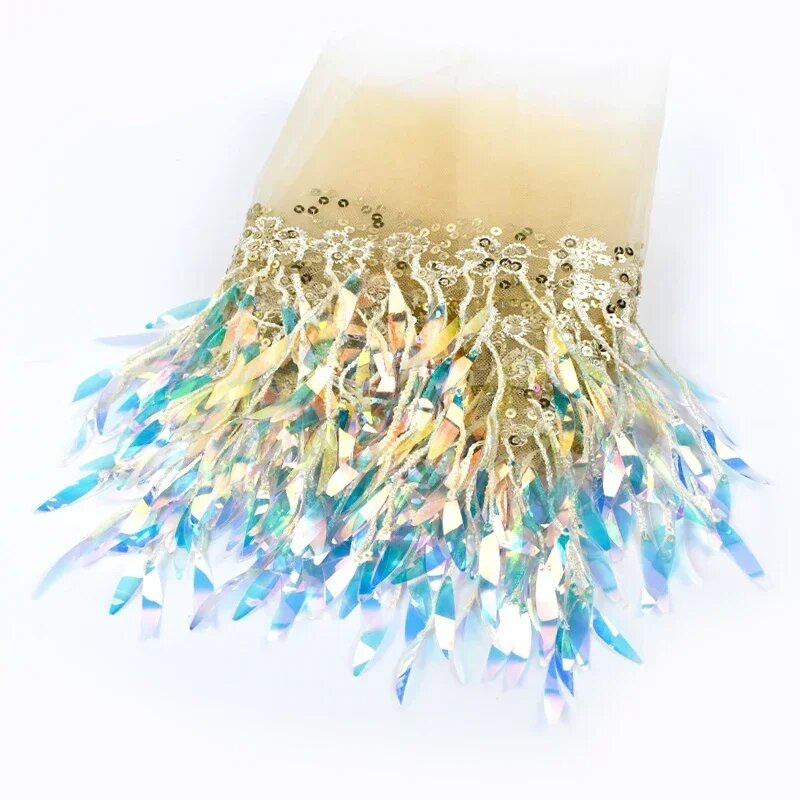 Сетчатая бахрома с блестками LightGold, 5 ярдов