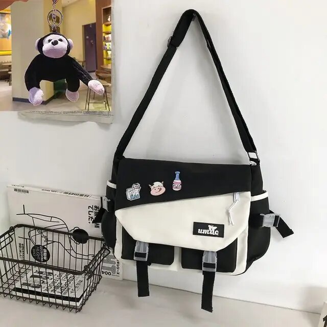 Нейлоновые сумки через плечо, вместительные сумки через плечо для девочек-подростков, мужские сумки-мессенджеры Harajuku, школьные сумки для студентов