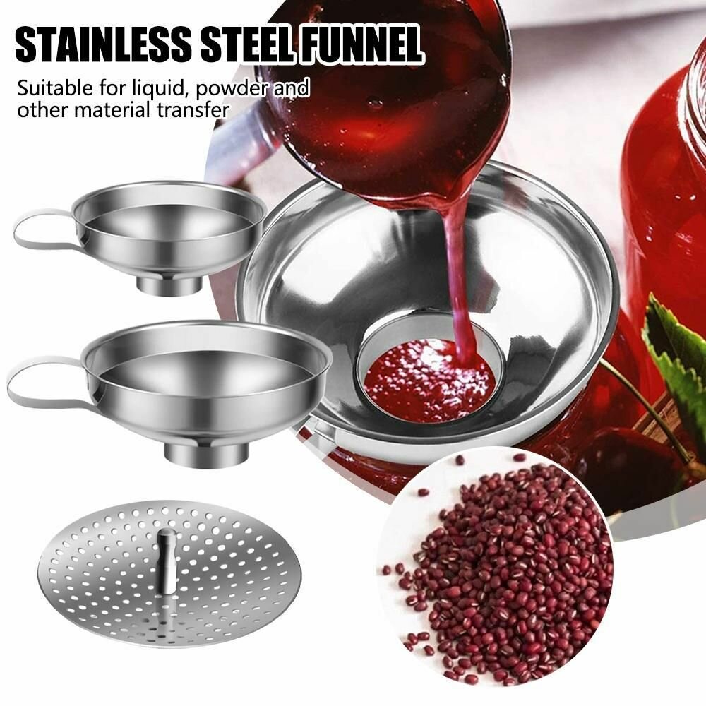 Воронка для консервирования из нержавеющей стали с ситом для широких и стандартных банок Мейсона