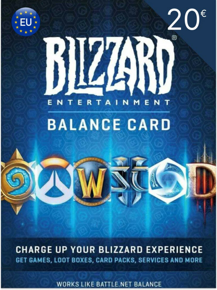 Карта пополнения Blizzard (Battle net) - 20 EUR (Европа), электронный ключ