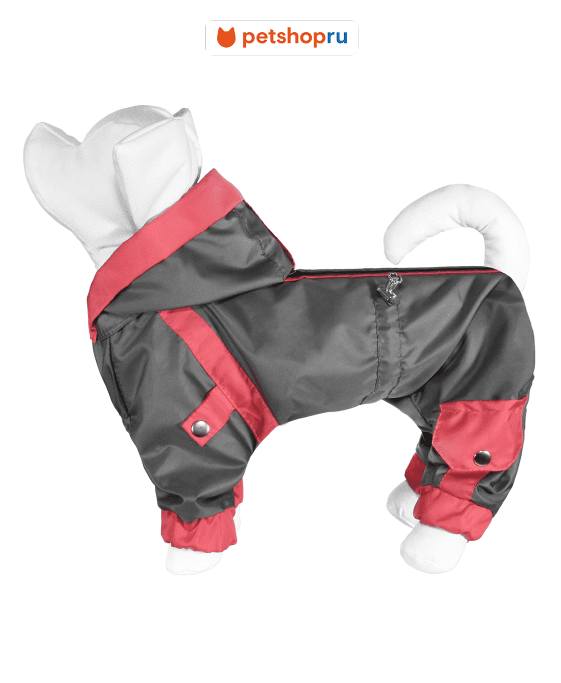 Tappi одежда Комбинезон "Свитч" для собак, серый/коралловый, размер 30 см на девочку