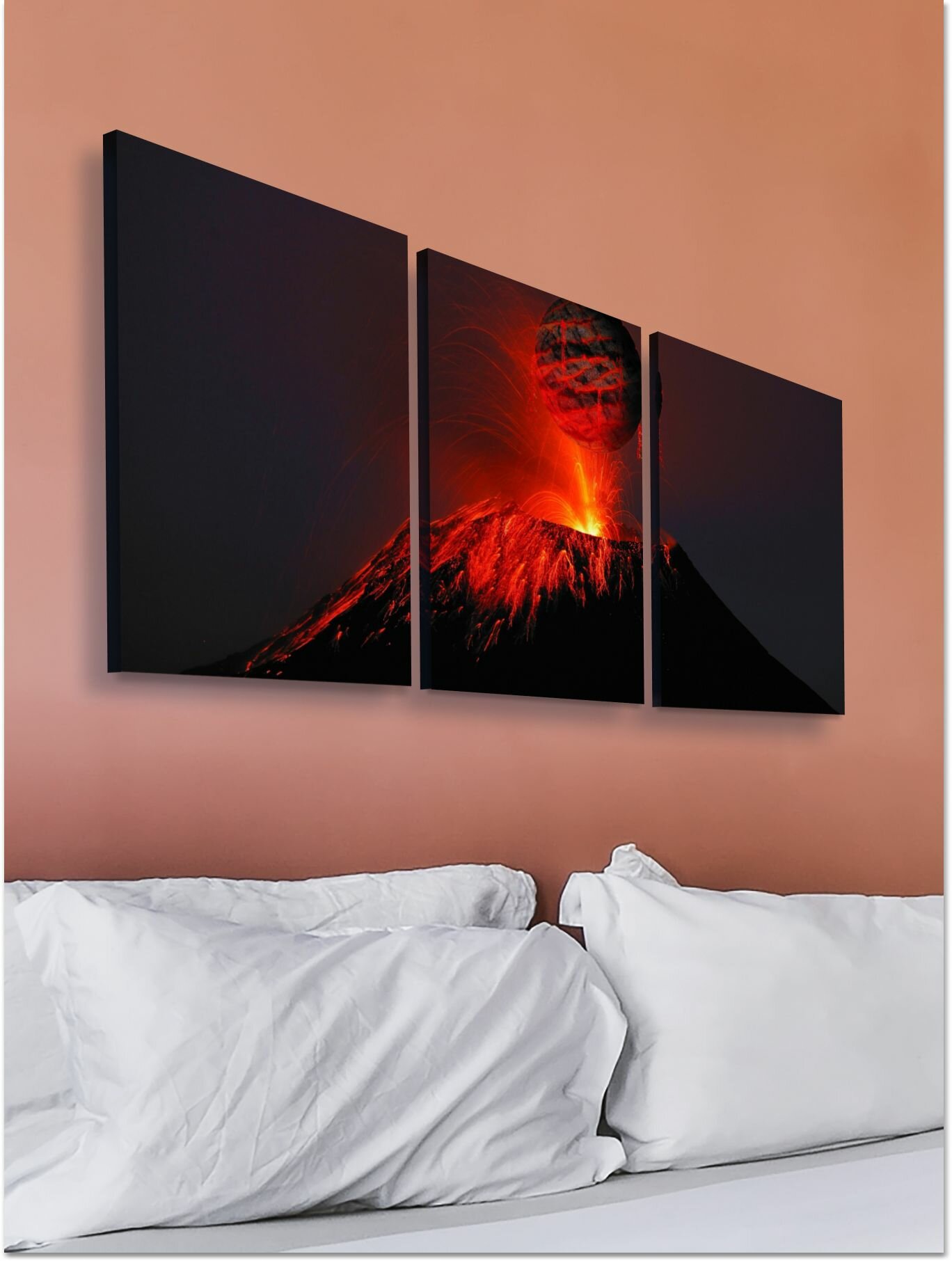 Картина Магматическое сердце модульная 50x70см 3шт.