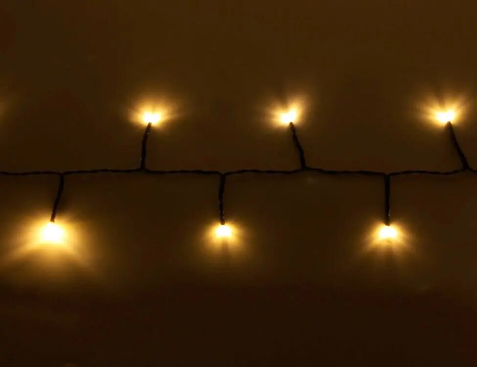 Светодиодная гирлянда нить Объемная 80 экстра теплых белых LED ламп 6 м, черный ПВХ, контроллер, IP44, Kaemingk (Lumineo)