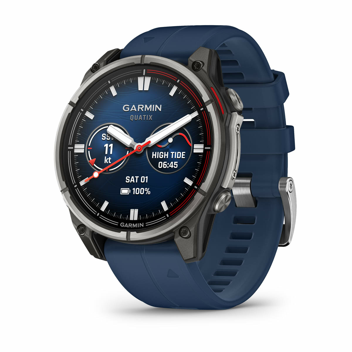 Умные часы Garmin quatix 8 - 47 мм, AMOLED, Sapphire, Titanium, синий силиконовый ремешок
