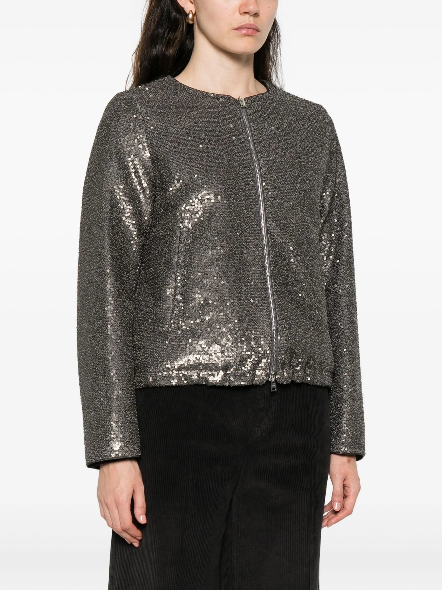 Куртка Herno Sequinned zip-up jacket, размер 38, grey — фото 1