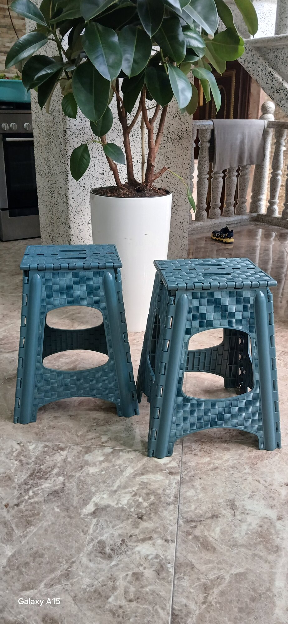 Стул табурет стремянка, складной, цвет бирюзовый, высота 46 см