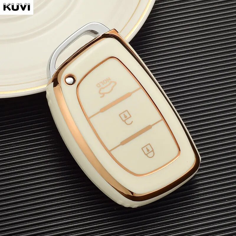 Чехол для автомобильного ключа из ТПУ для Hyundai Tucson Sonata Fe Creta ix25 ix35 B style white