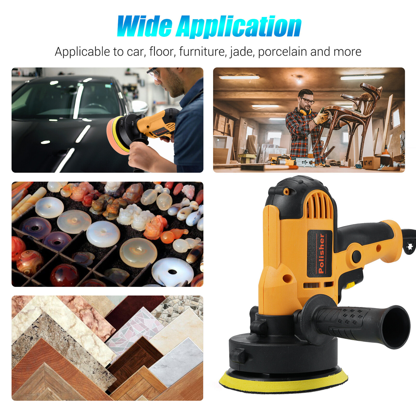 Электрическая полировальная машина Geevorks 5 дюймов, 700Вт, 600-3700об/мин