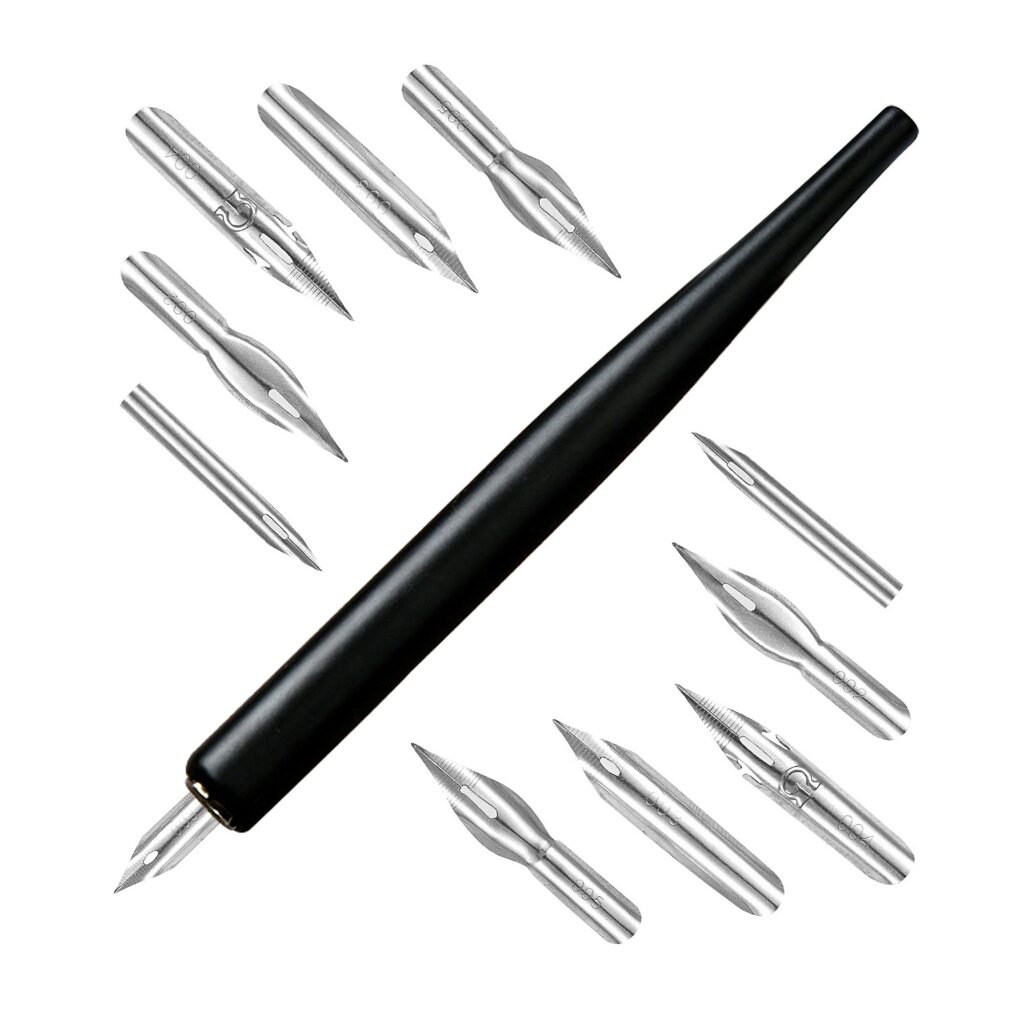 Держатель для перьевой ручки и набор из 5 сменных наконечников Деревянная подставка для перьевой ручки для рисования начинающих от руки надписей эскизов