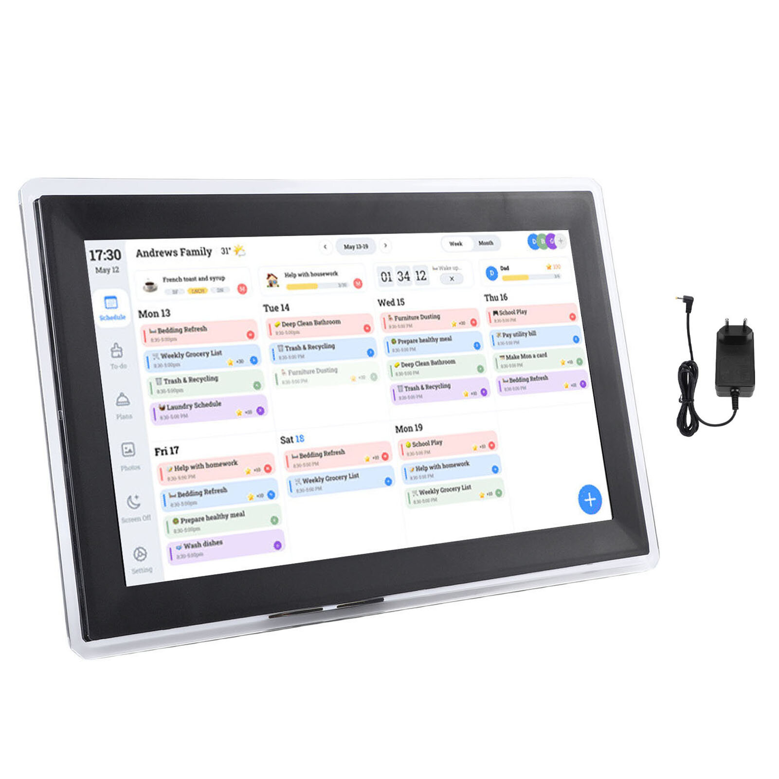 15,6 дюйма Wi -Fi Цифровой календарный диаграмма HD HD Интерактивный дисплей интерактивный дисплей Smart Family Planner Цифровой каркас для беспрепятственного планирования AU Plug