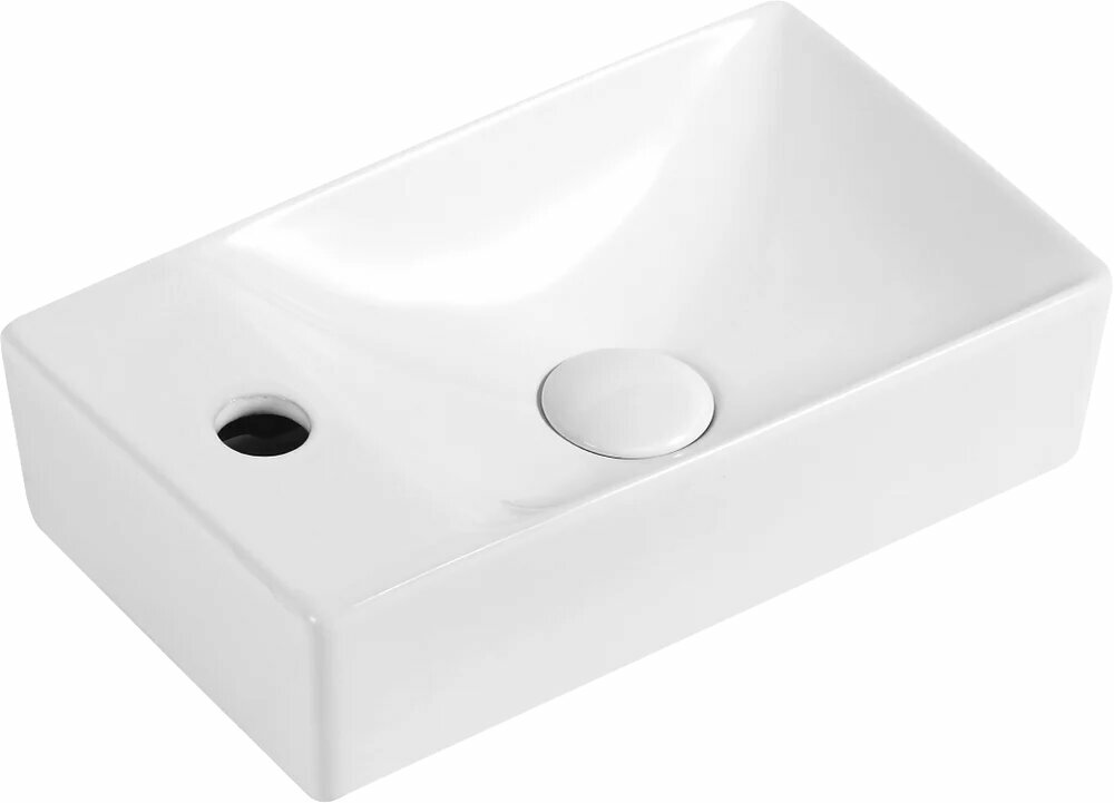 Раковина маленькая в туалет Orange B05-375RW 38 правая мини, подвесная, прямоугольная, белая, фарфоровая, 37, 5 см