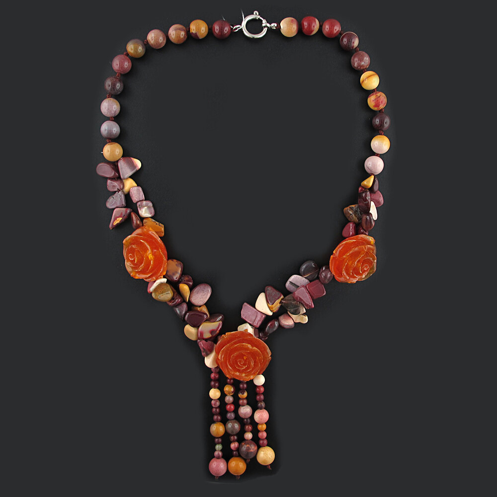 Колье, яшма, полимерная глина