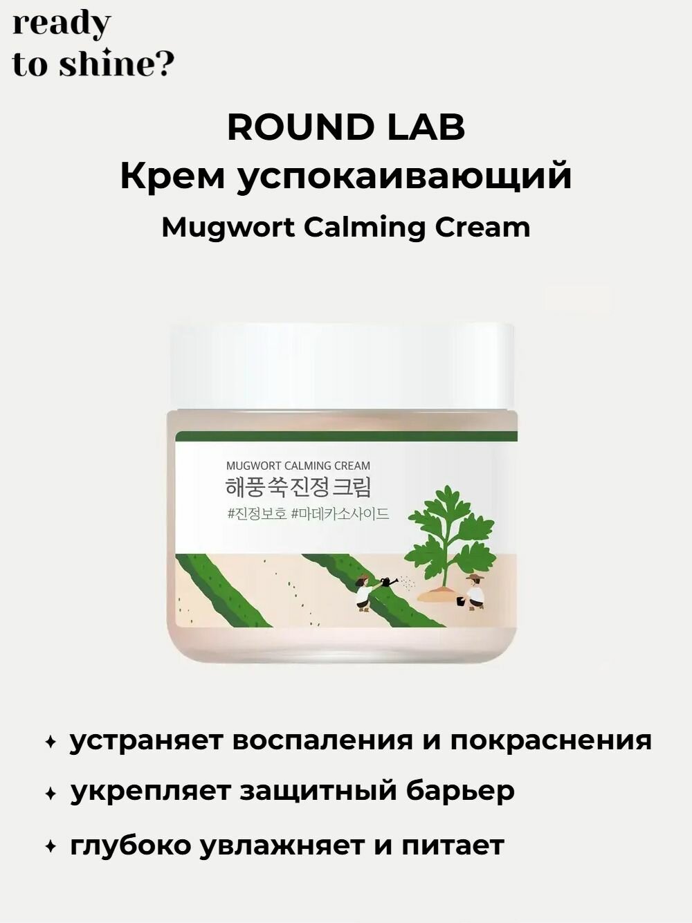 ROUND LAB Крем успокаивающий с экстрактом полыни Mugwort Calming Cream (80 мл)