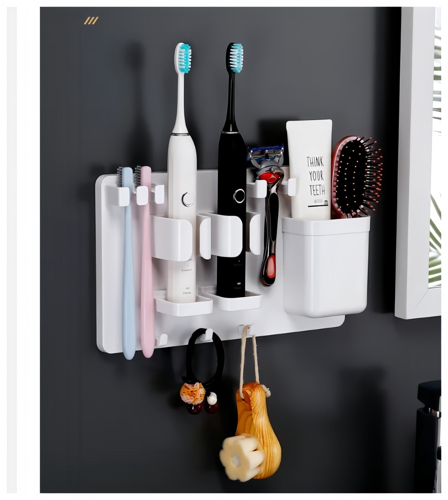 Держатель MyPads Y230367 для зубных щеток и стаканов, настенный, белый