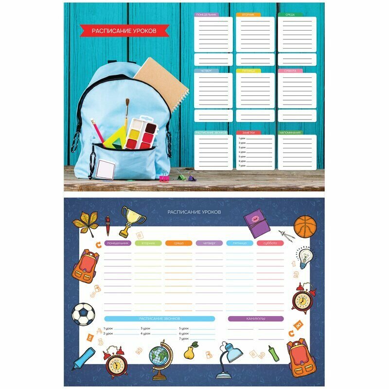 5 шт. - Расписание уроков с расписанием звонков А4 ArtSpace School, 296132