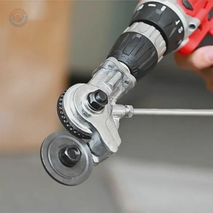 Строительные ножницы на дрель для резки листового металла и фанеры, поворотная головка 360 , чистый рез без заусенцев, универсальная насадка для электродрели