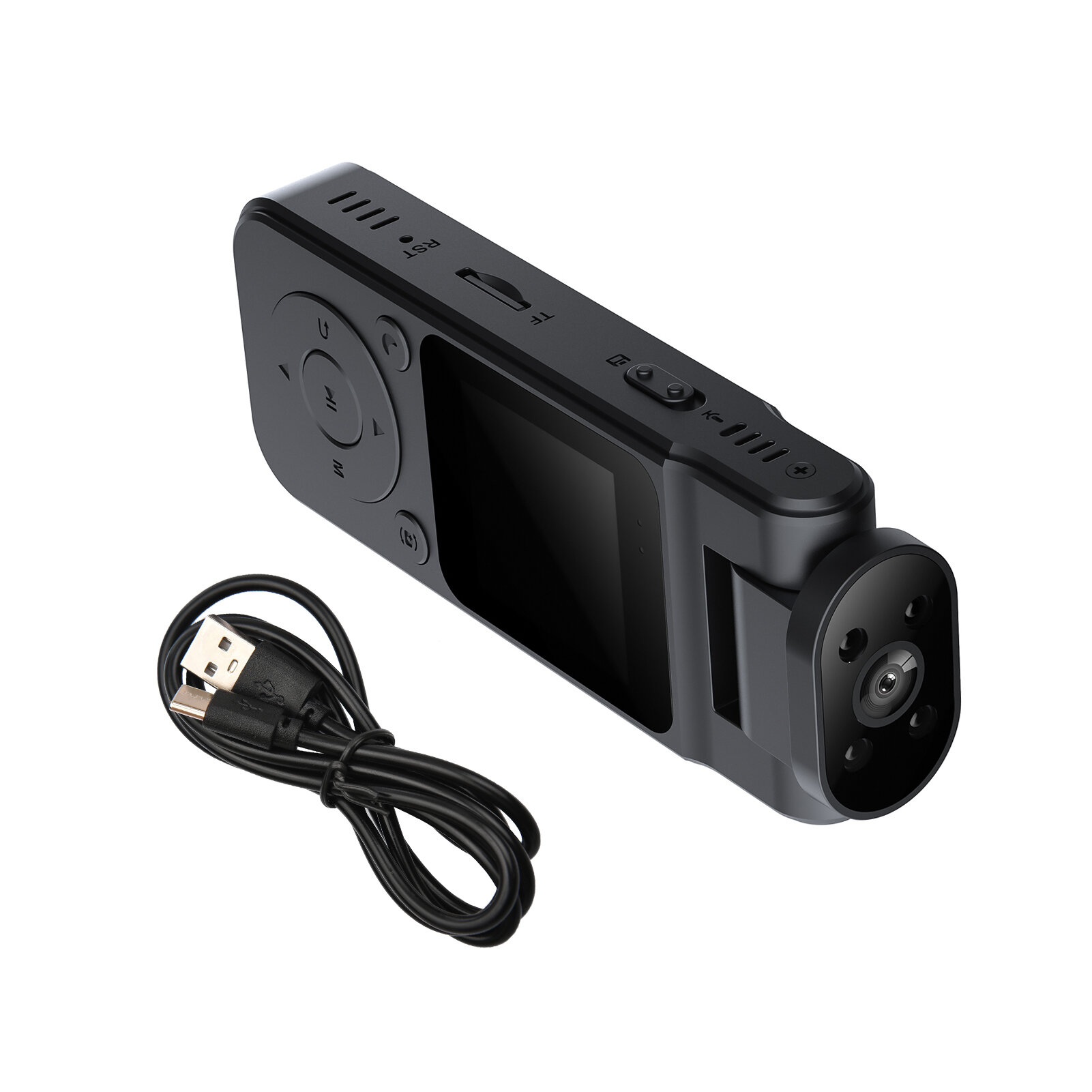 4K Wearable Camera Audio Video Recording 180° Rotatable Lens Camcorder Night Vision with Magnetic Back Clip for Law Enforcement