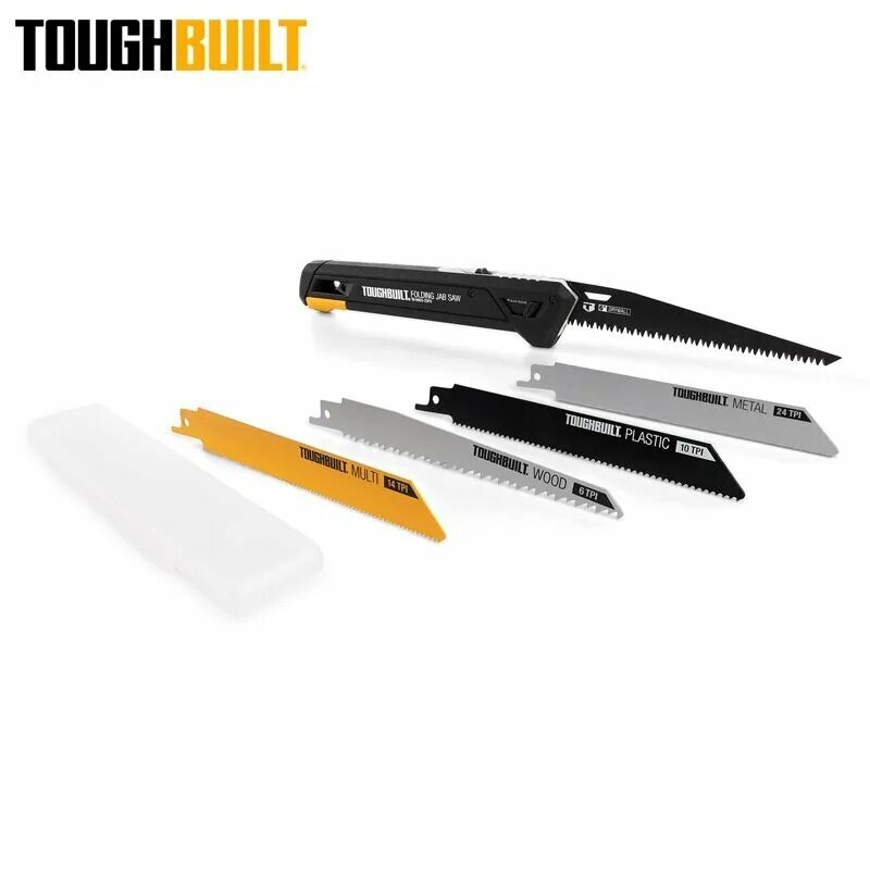 Складная универсальная пила ToughBuilt TB-H4S5-23FU, полотно для гипсокартона с тройными зубьями (8 зубьев на дюйм) для более быстрой резки, 4 полотна