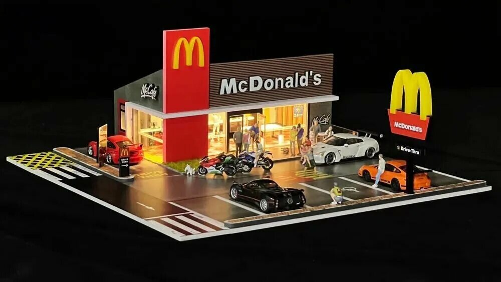 1/64 Диорама, Модель Парковки Магазина, Со Светодиодной Подсветкой, Акрил, ПВХ