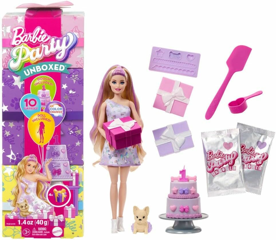Кукла Барби День рождения питомца Barbie Party Doll Pet Birthday блондинка JFG70