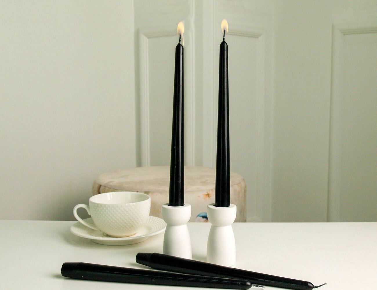 Свечи античные чёрные, 26 см, 4 шт, Омский Свечной 001452-свеча