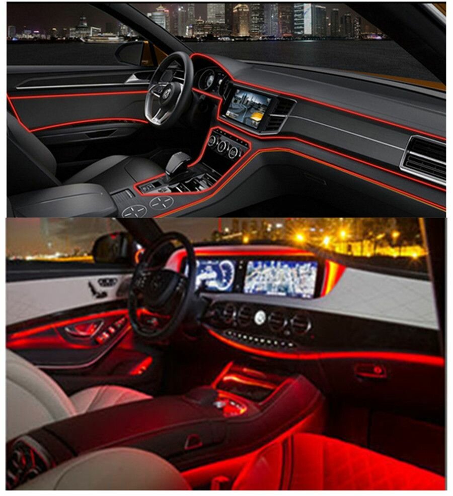 Универсальный 5X Rgb Led автомобильный интерьер El неоновая полоса света
