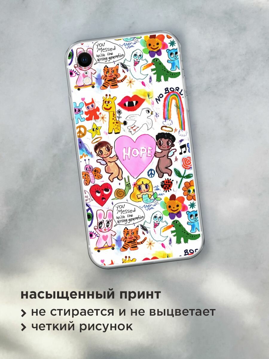 Чехол на Apple iPhone XR / Айфон XR с принтом "Милые рисунки" — фото 1