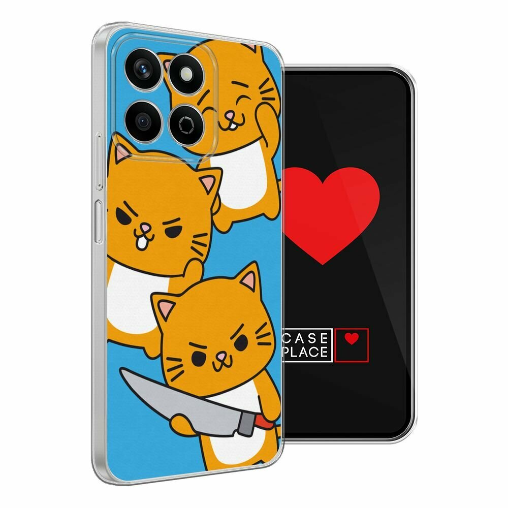 Силиконовый чехол на Honor X7c / Хонор X7c с принтом "Опасные котики" — фото 1