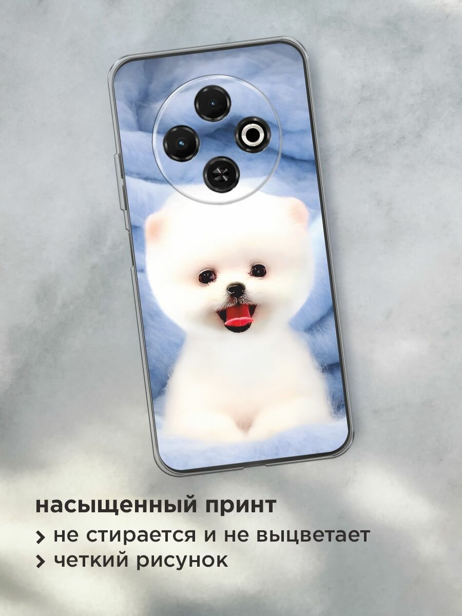 Чехол на Tecno Spark 30C / Текно Спарк 30C с принтом Белый пёсик — фото 1