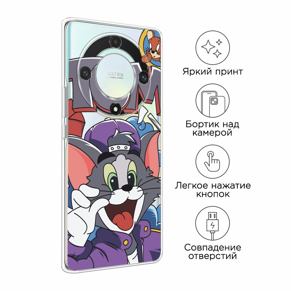 Чехол на Honor X9A / Хонор X9A с принтом "Том в кепке", прозрачный — фото 1