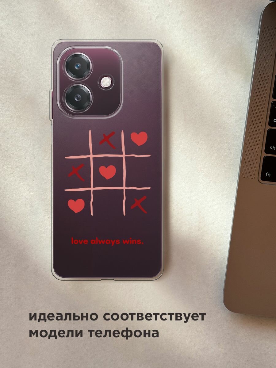 Чехол на Oppo A3/A3x / Оппо А3/A3x с принтом "love always wins - 14 февраля", прозрачный — фото 1