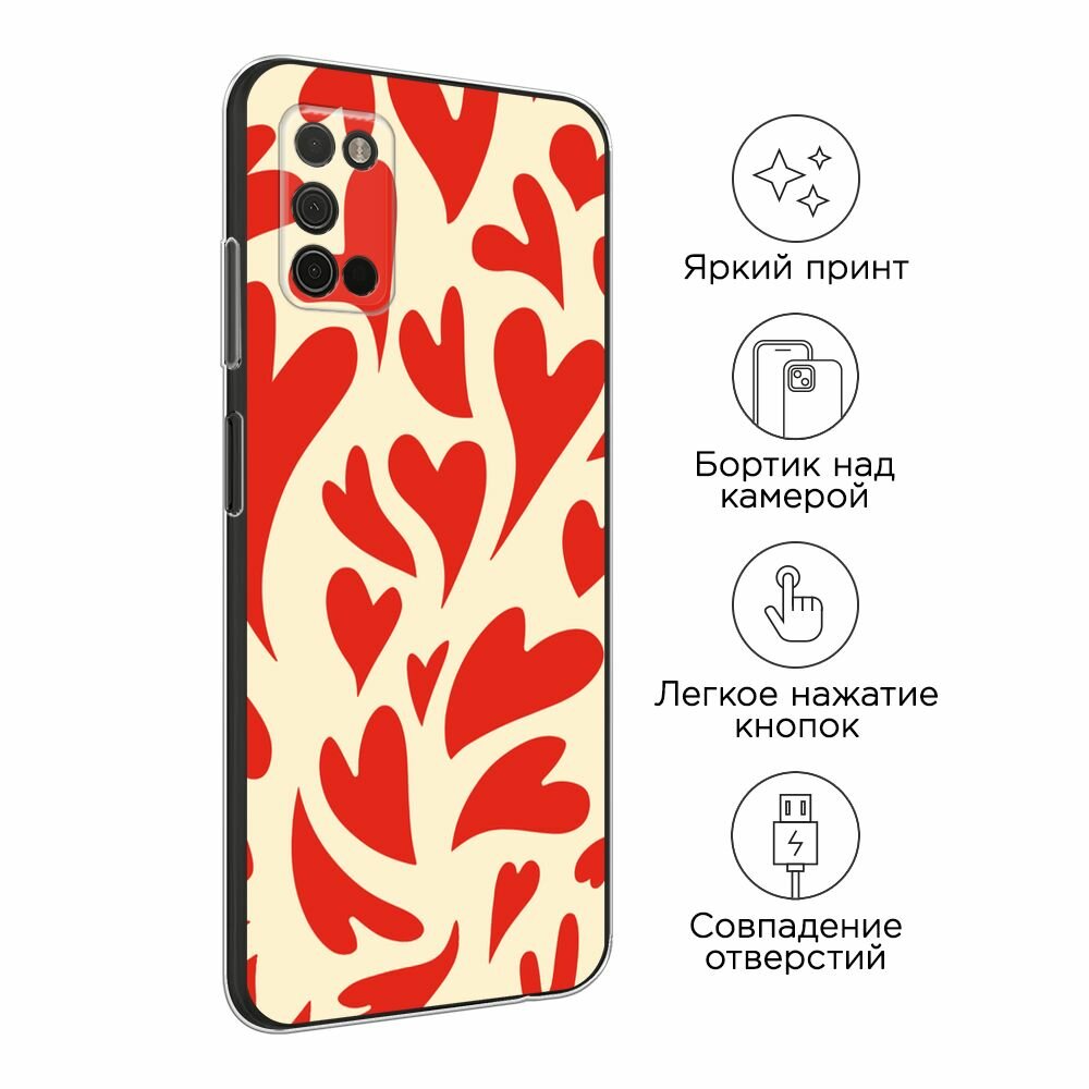 Чехол на Samsung Galaxy A03S / Самсунг Галакси A03S с принтом "Crazy hearts 1 - 14 февраля" — фото 1